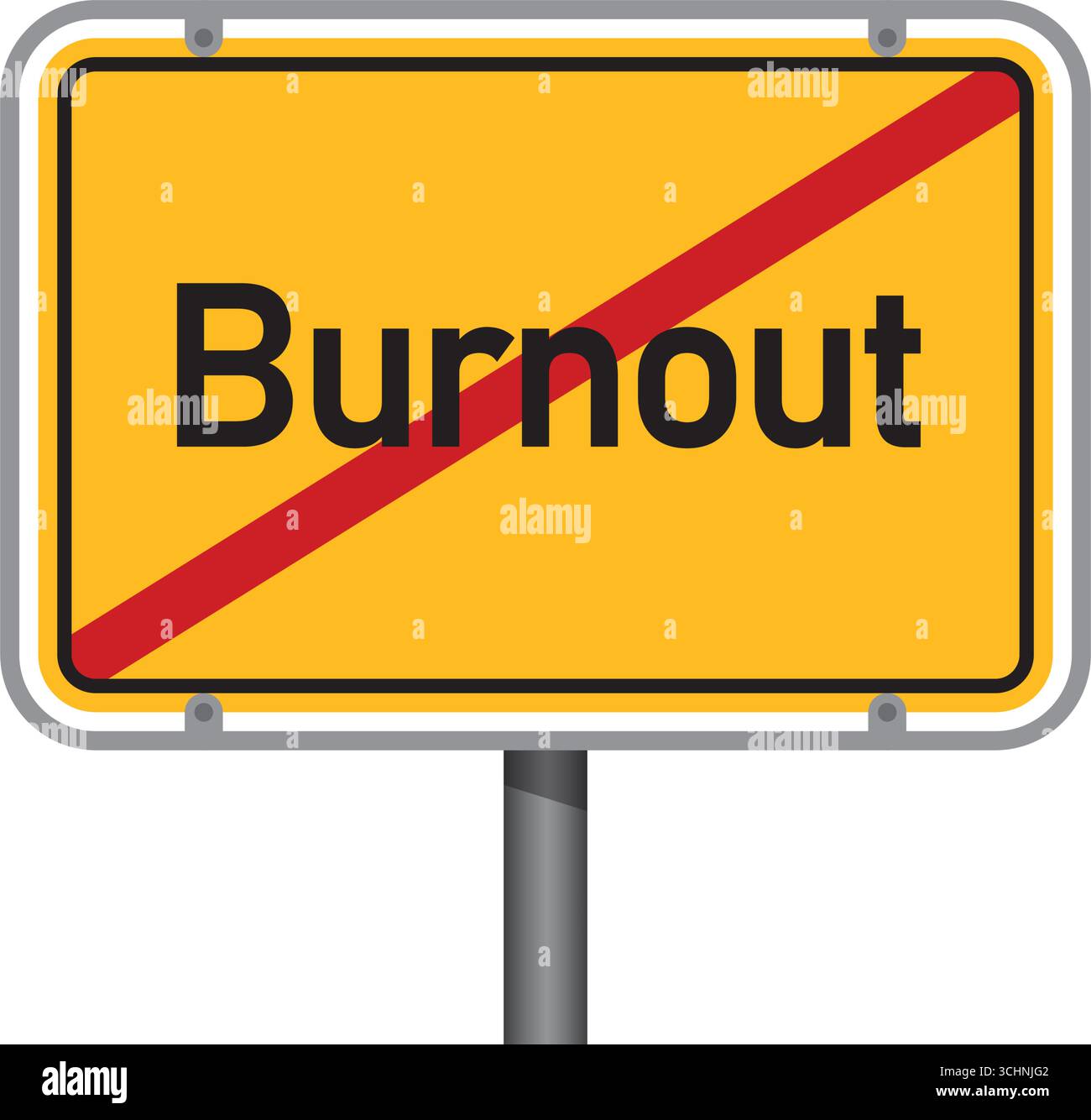 yellow traffic sign with word burnout isolated vector illustration ...