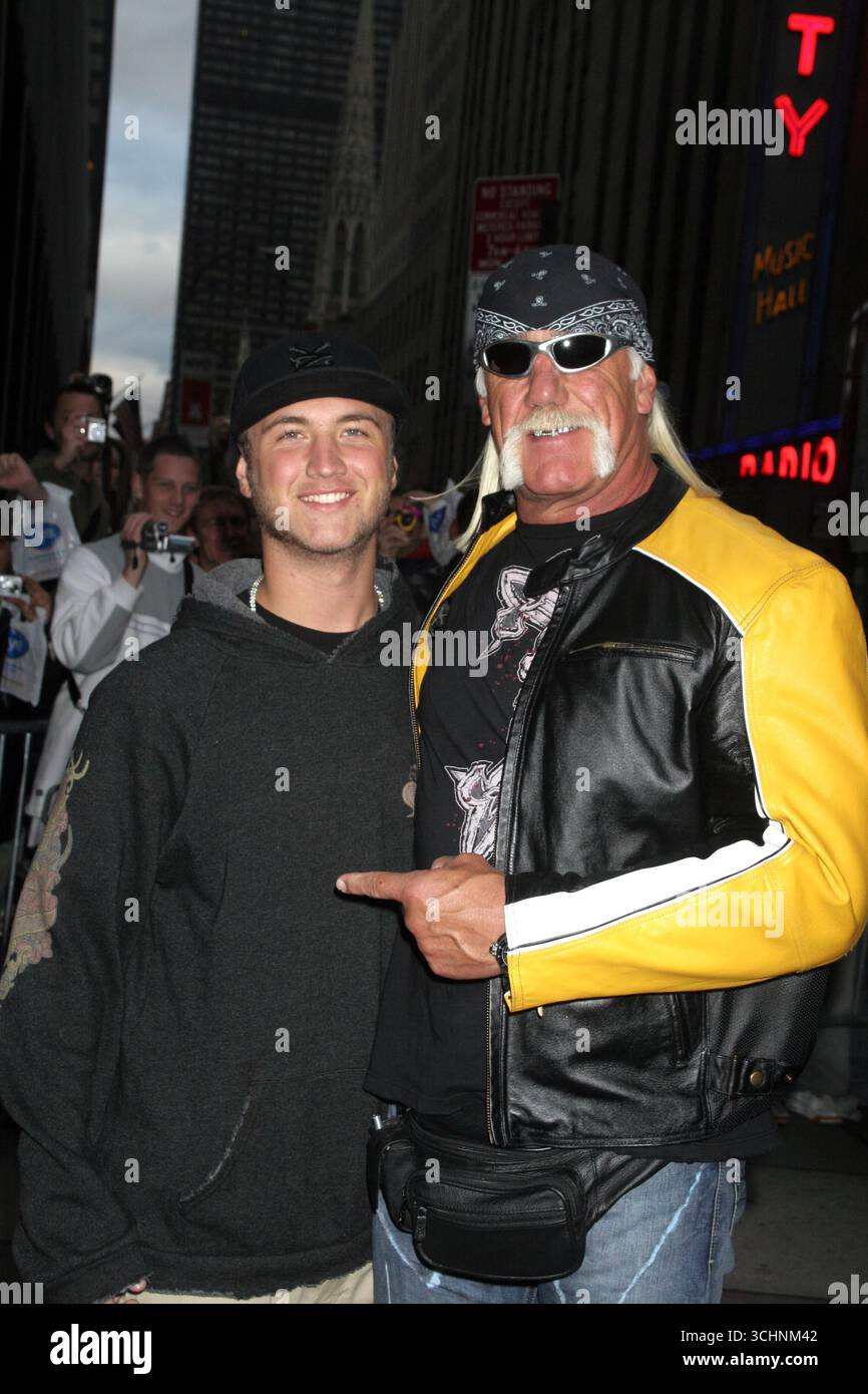 Nick and Hulk Hogan at the FYE Store in New York City for Brooke Hogan ...