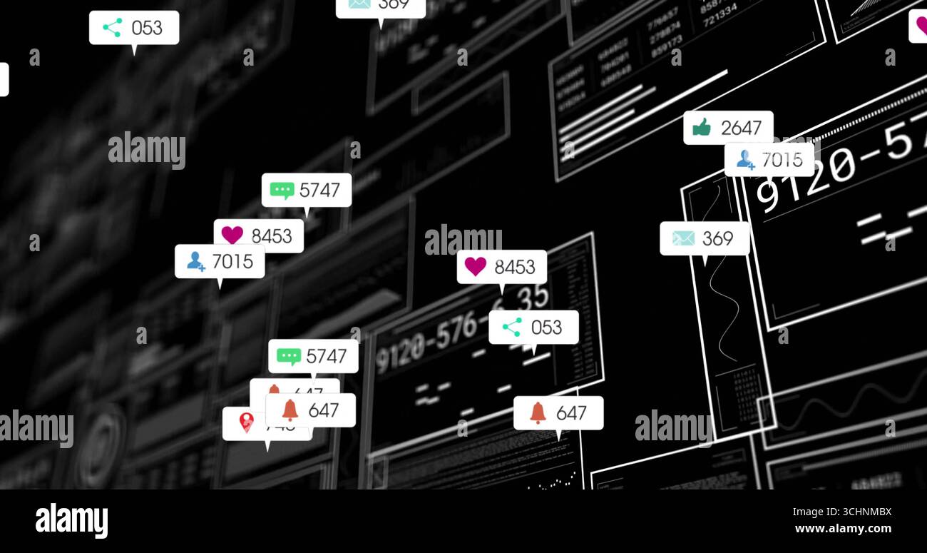 Floating notification pop-up boxes appearing in virtual 3D dashboard ...