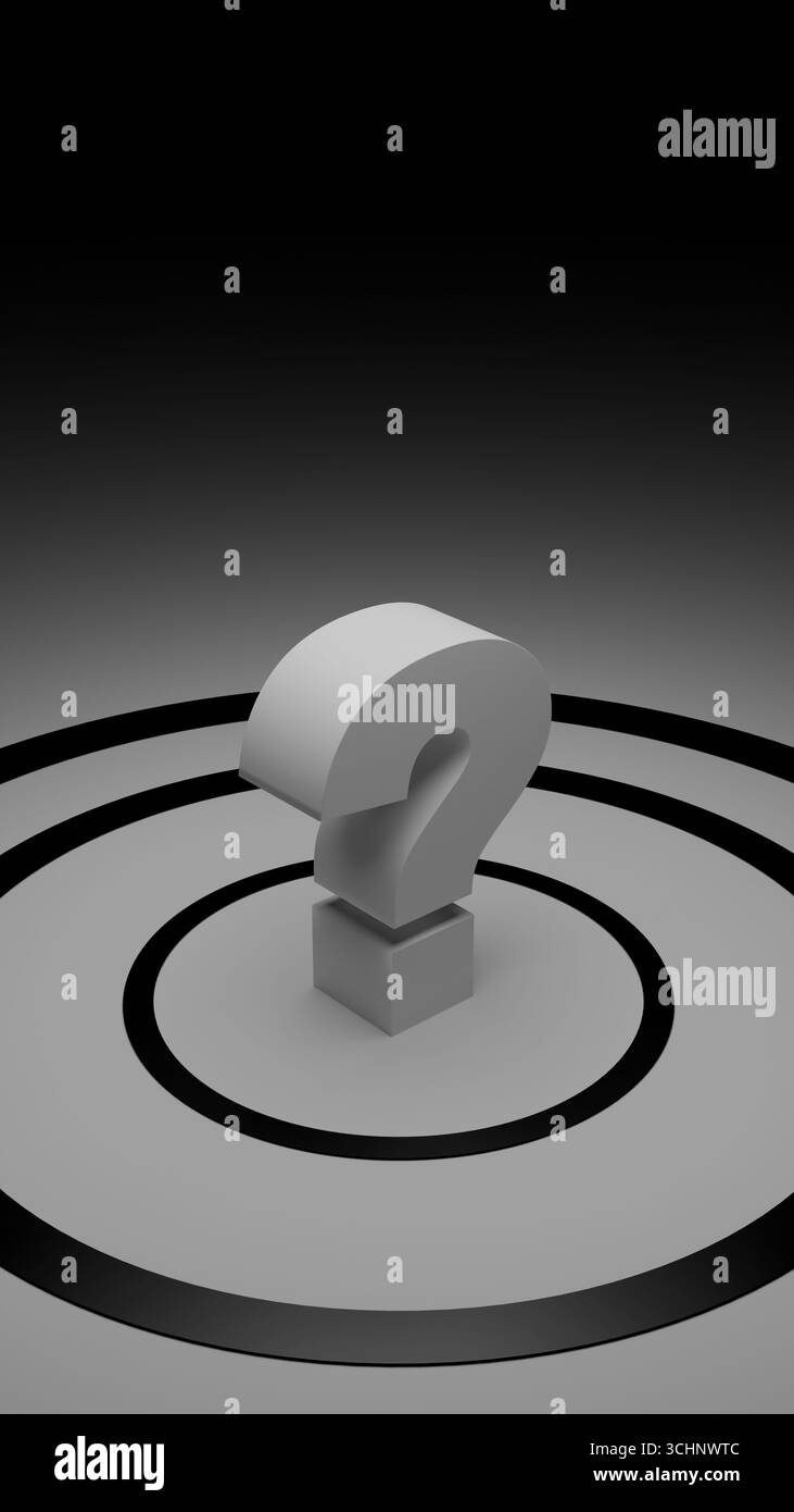 A stylized vertical 3D illustration of a question mark positioned on ...