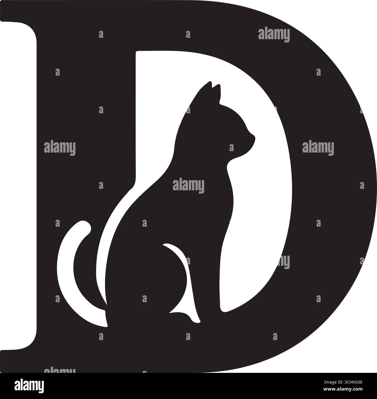 Black Feline Animal Sitting Beside Letter I Vector Logo Design ...