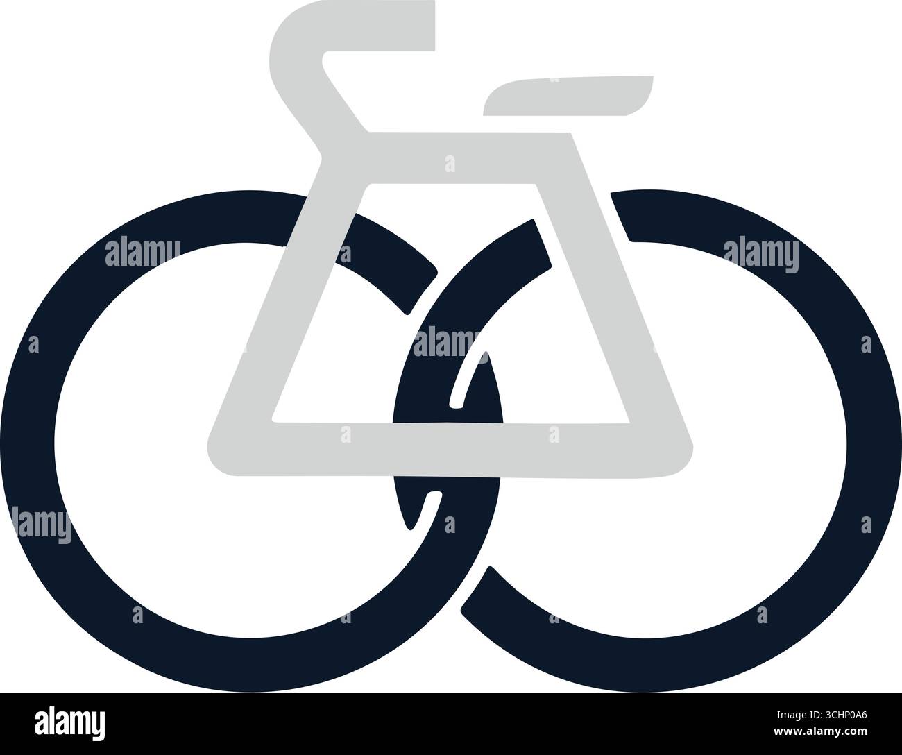 Abstract bicycle mark with heavy circular wheels and a simplified ...
