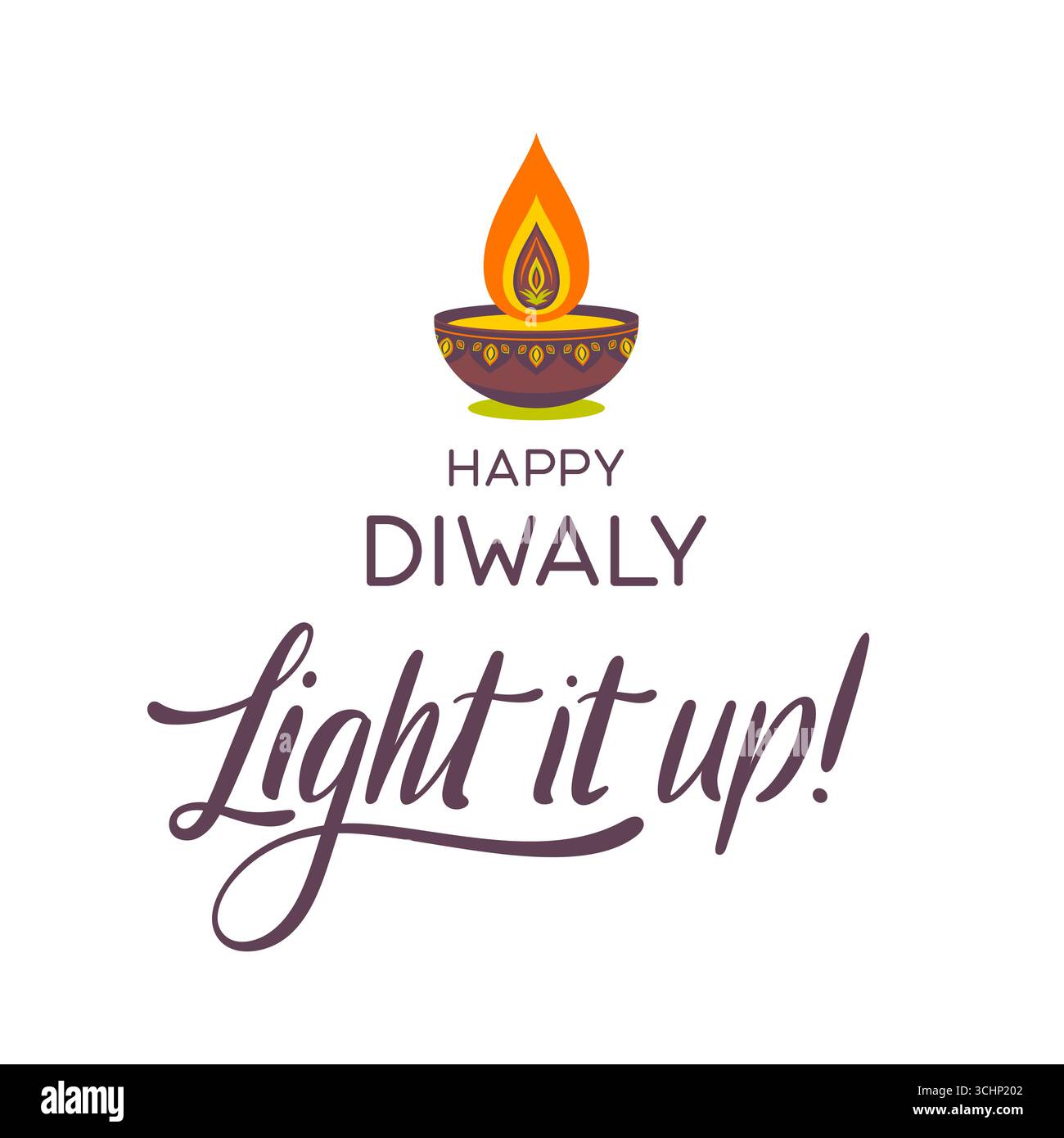 Diwali greeting Light It Up with decorative diya Stock Vector Image ...