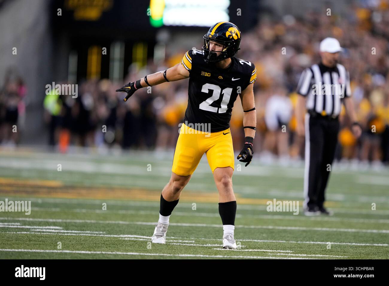 Iowa wide receiver Kaden Wetjen gets set for a play during the second ...