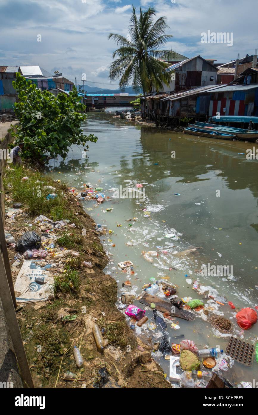 Trash-filled and polluted river in Ambon, Indonesia Stock Photo - Alamy
