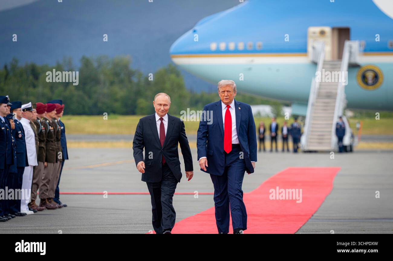 ANCHORAGE, ALASKA, USA - 15 August 2025 - US President Donald Trump ...