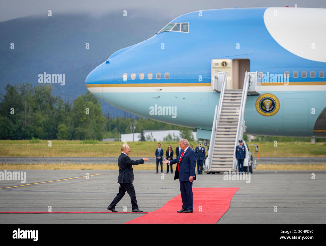 ANCHORAGE, ALASKA, USA - 15 August 2025 - US President Donald Trump ...