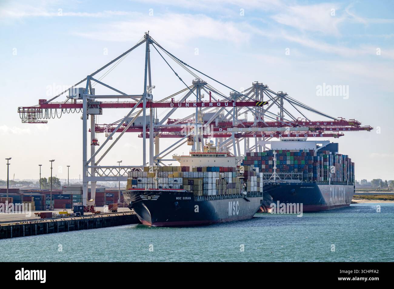 Container ships at the Port of Dunkerque in northern France Stock Photo ...