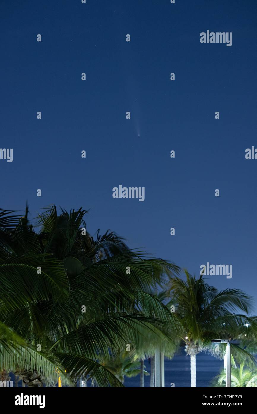 Comet ATLAS in the sky at night Stock Photo - Alamy
