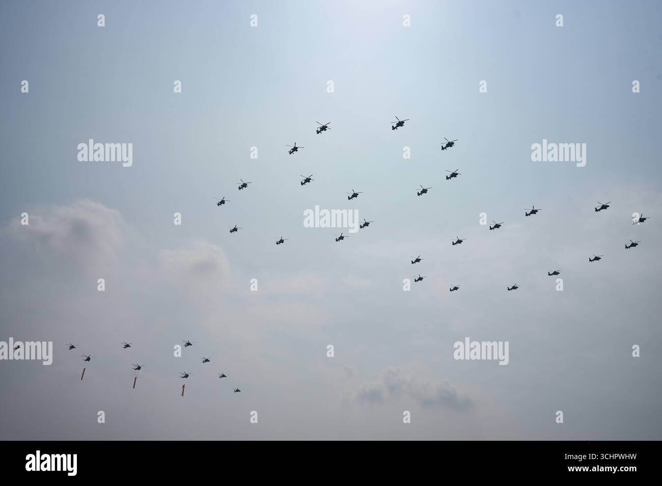 Military Parade in Beijing China Chinese military helicopters flying in ...