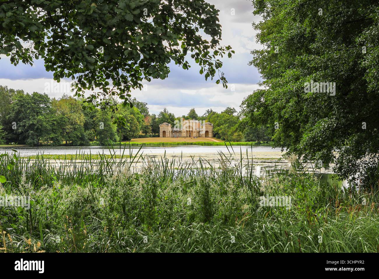 The view over Octagon Lake looking towards the Temple of Venus at Stowe ...