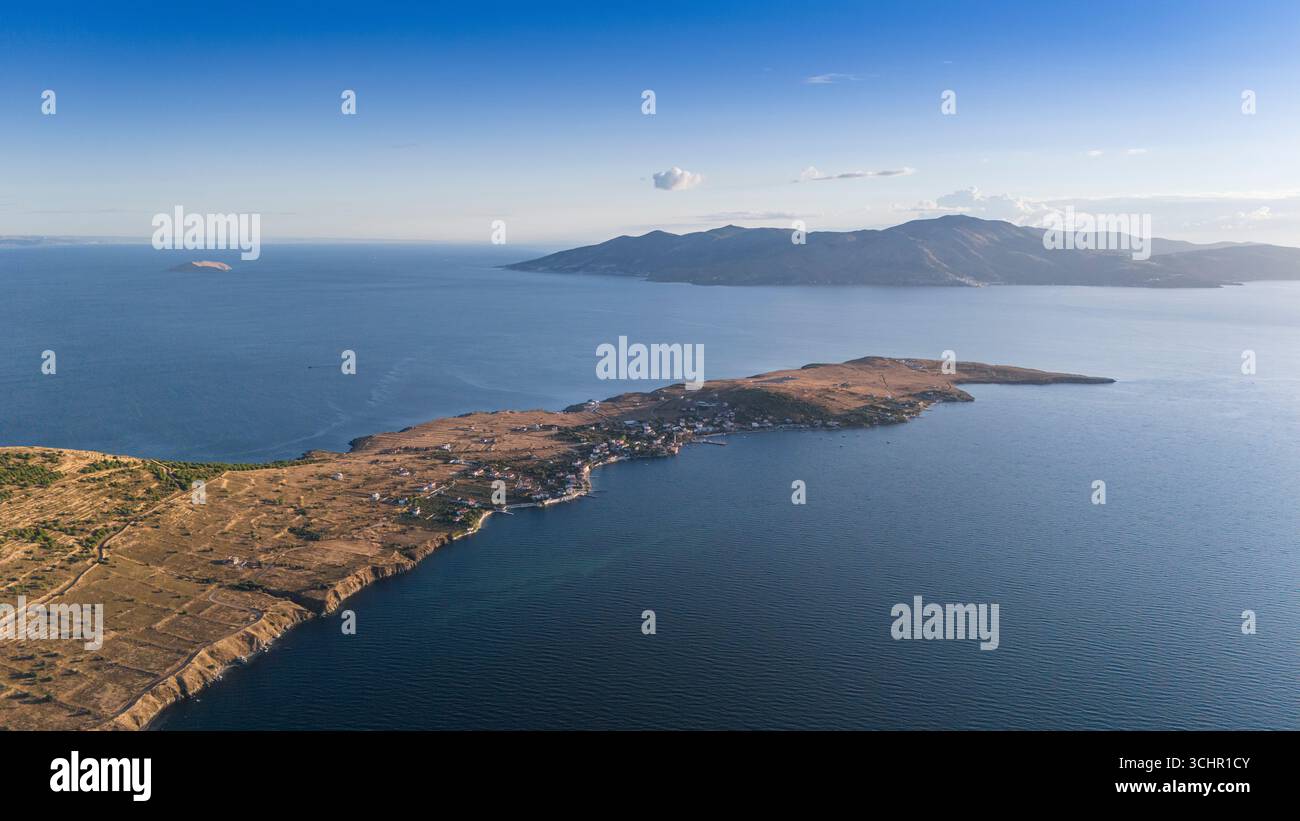 Aerial view of Ekinlik island, Turkey. Avsa Island view from sea in ...