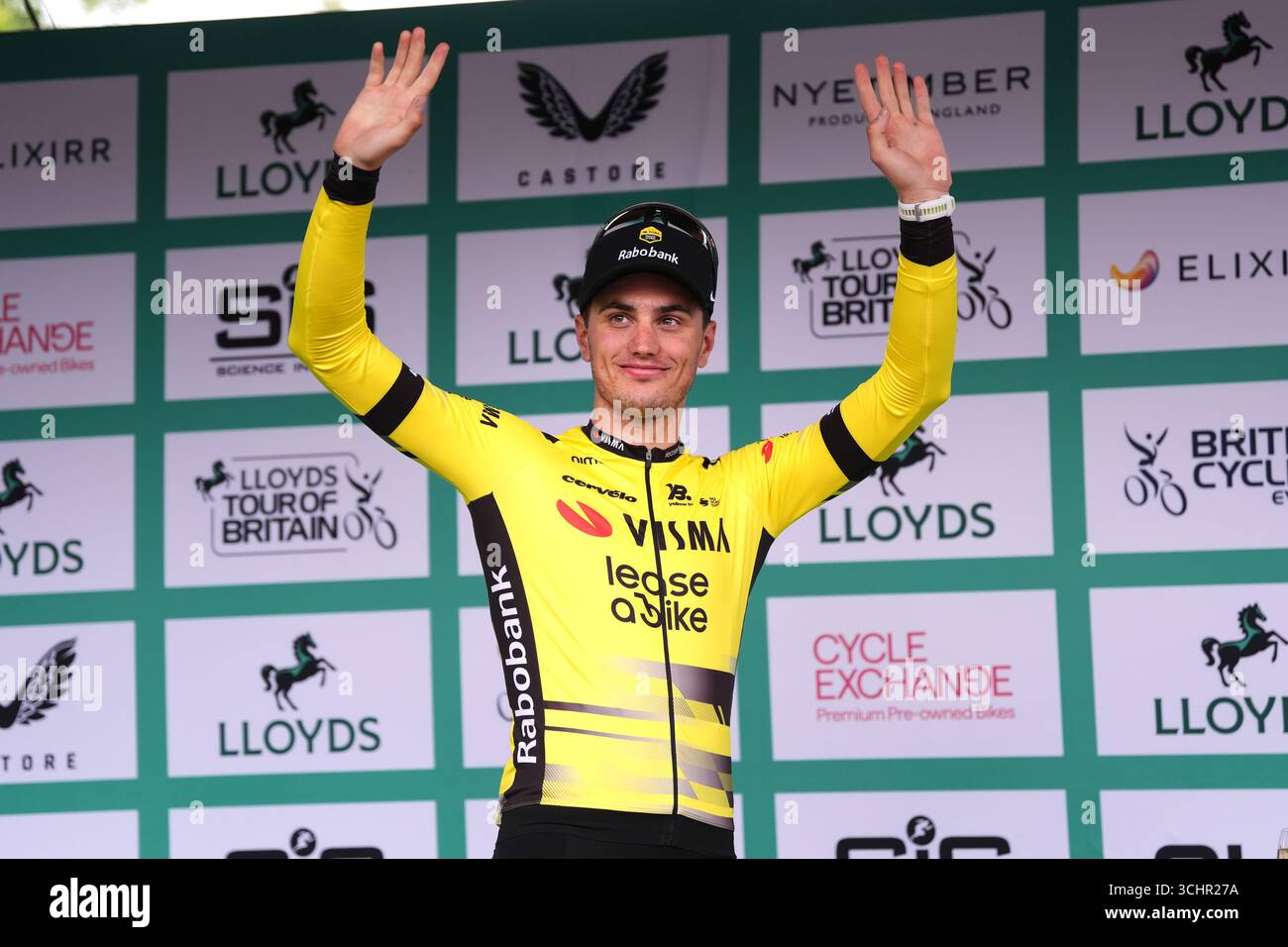 Olav Kooij of Team Visma | Lease a Bike after winning Stage 2 following ...