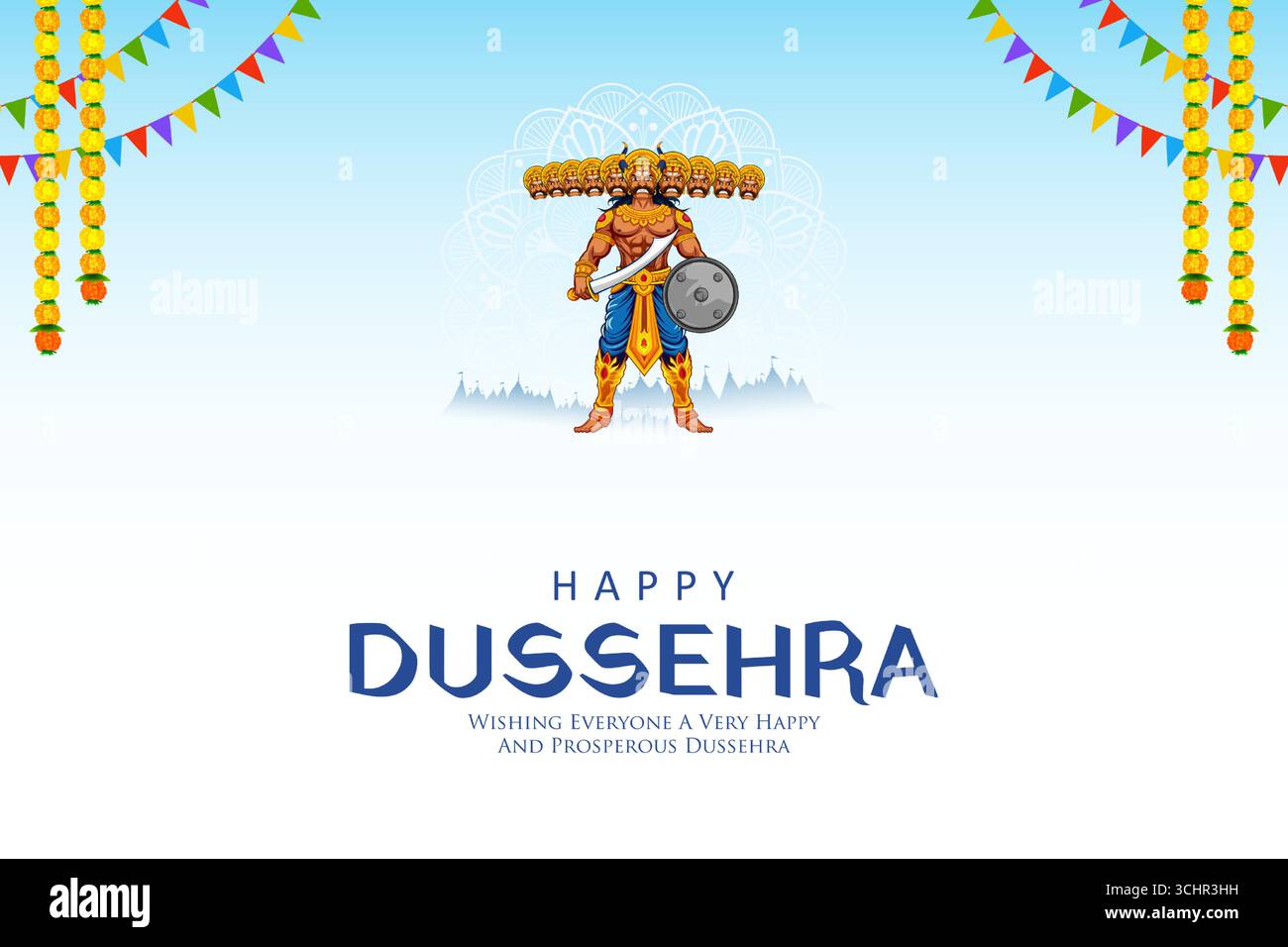 Ravana with ten heads for Navratri festival of India poster for ...