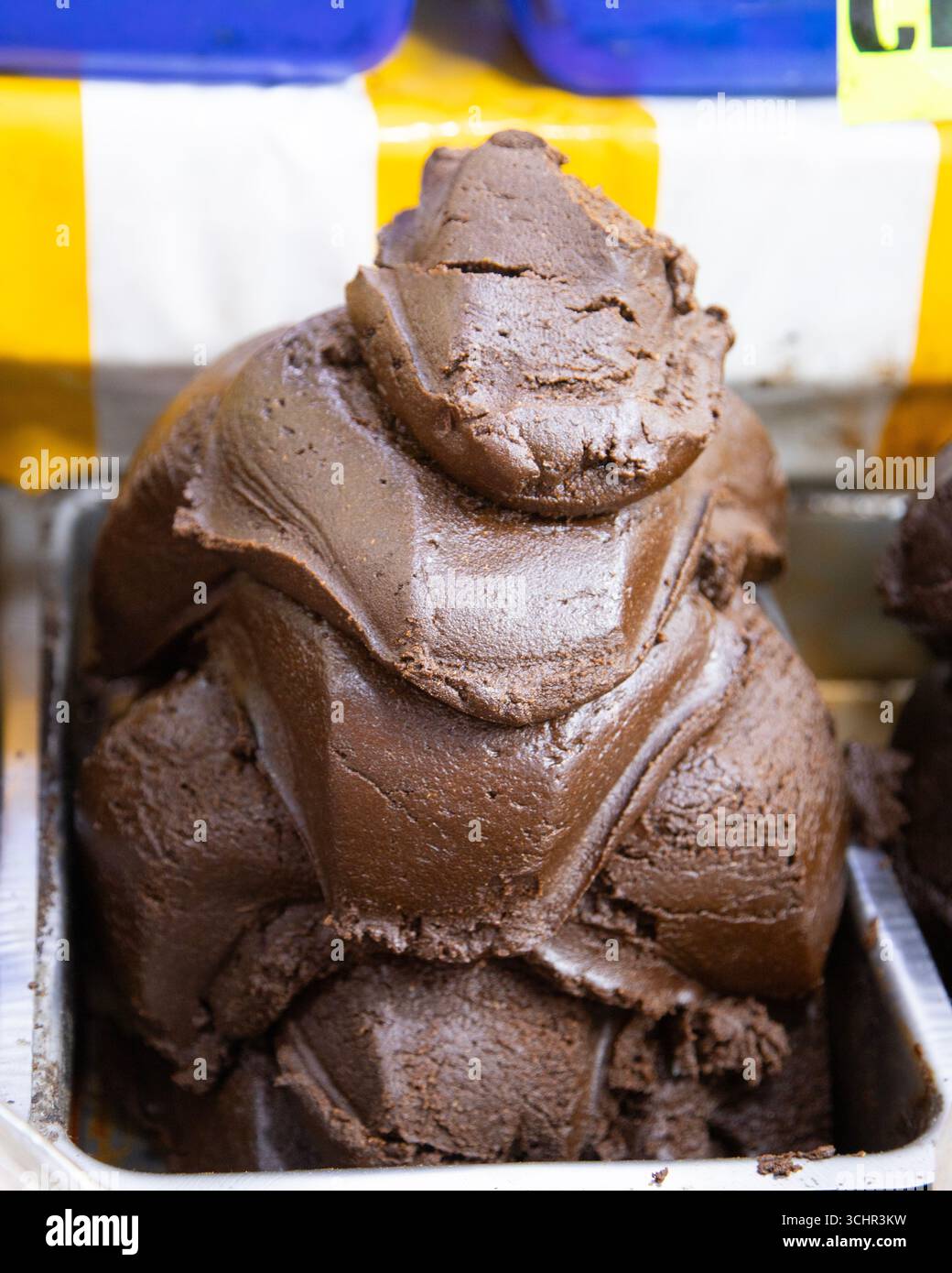 Stall selling varieties of fresh mole at the San Juan Market in Mexico ...