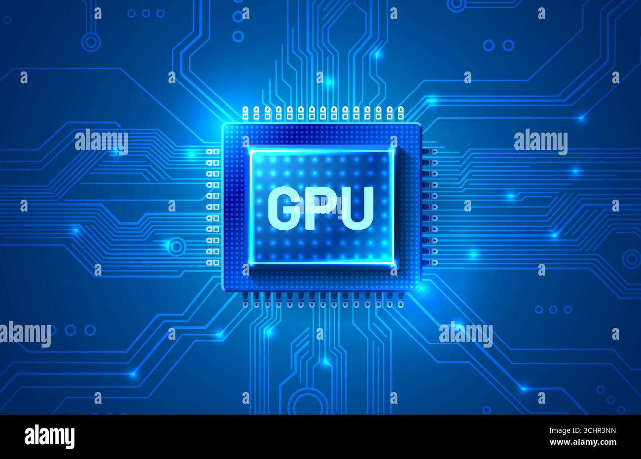 GPU chip banner, 3d rendering processor. Vector Stock Vector Image ...