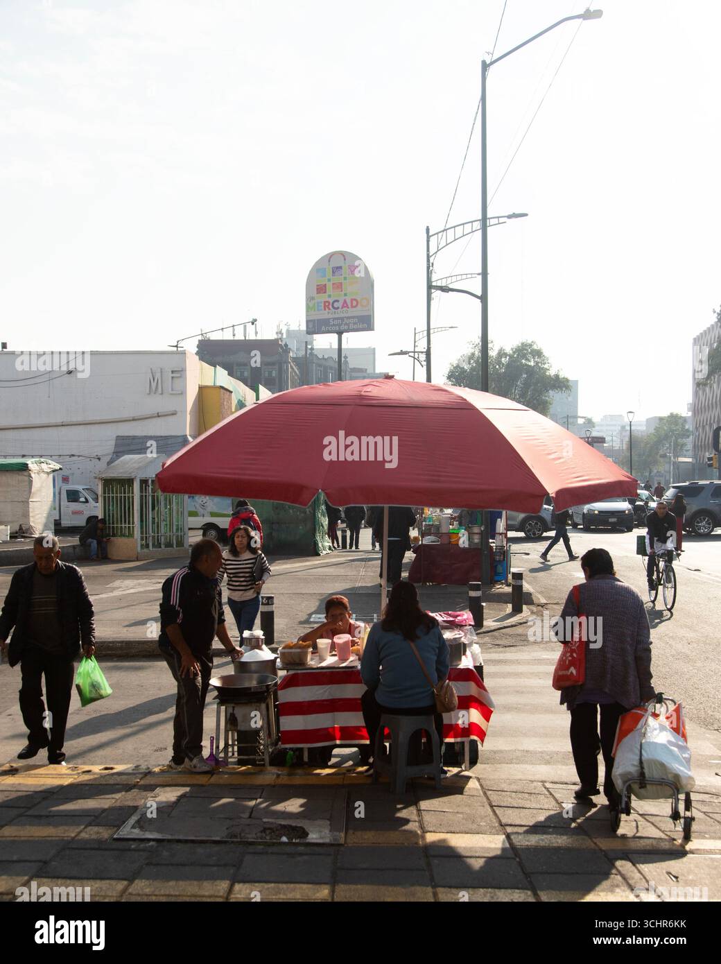 Mexico City, Mexico; November 1, 2025: Street-level restaurants and ...