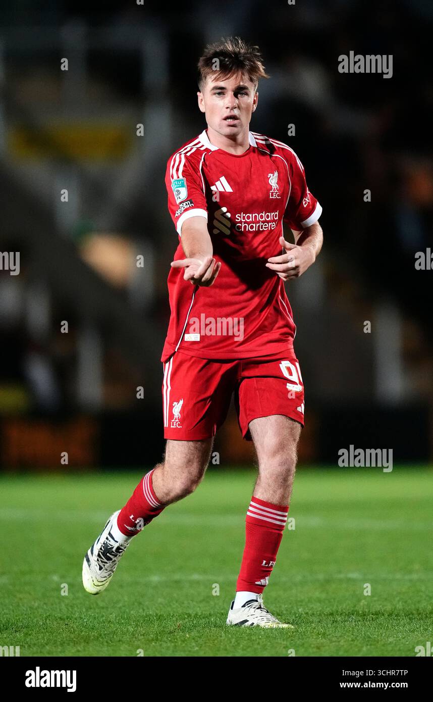 Liverpool's Michael Laffey during the Vertu Trophy match at the Pirelli ...