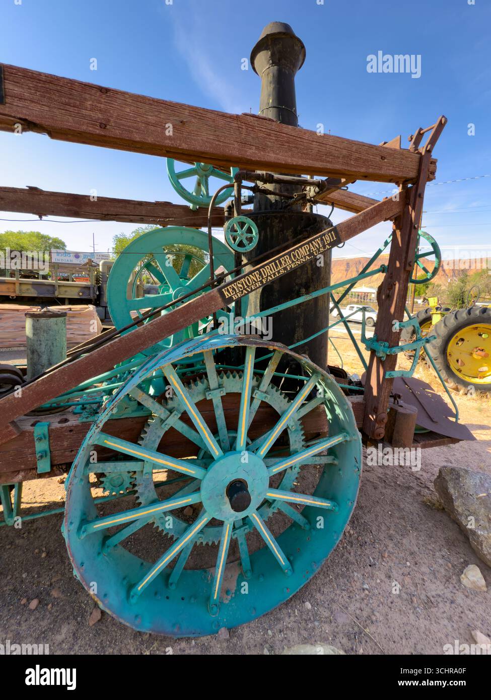 An antique Keystone Driller steam-powered drilling rig on display in ...