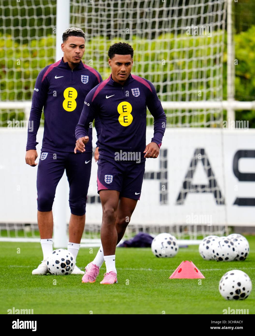 England's Morgan Rogers (left) and Ollie Watkins during a training session at St George's Park ...