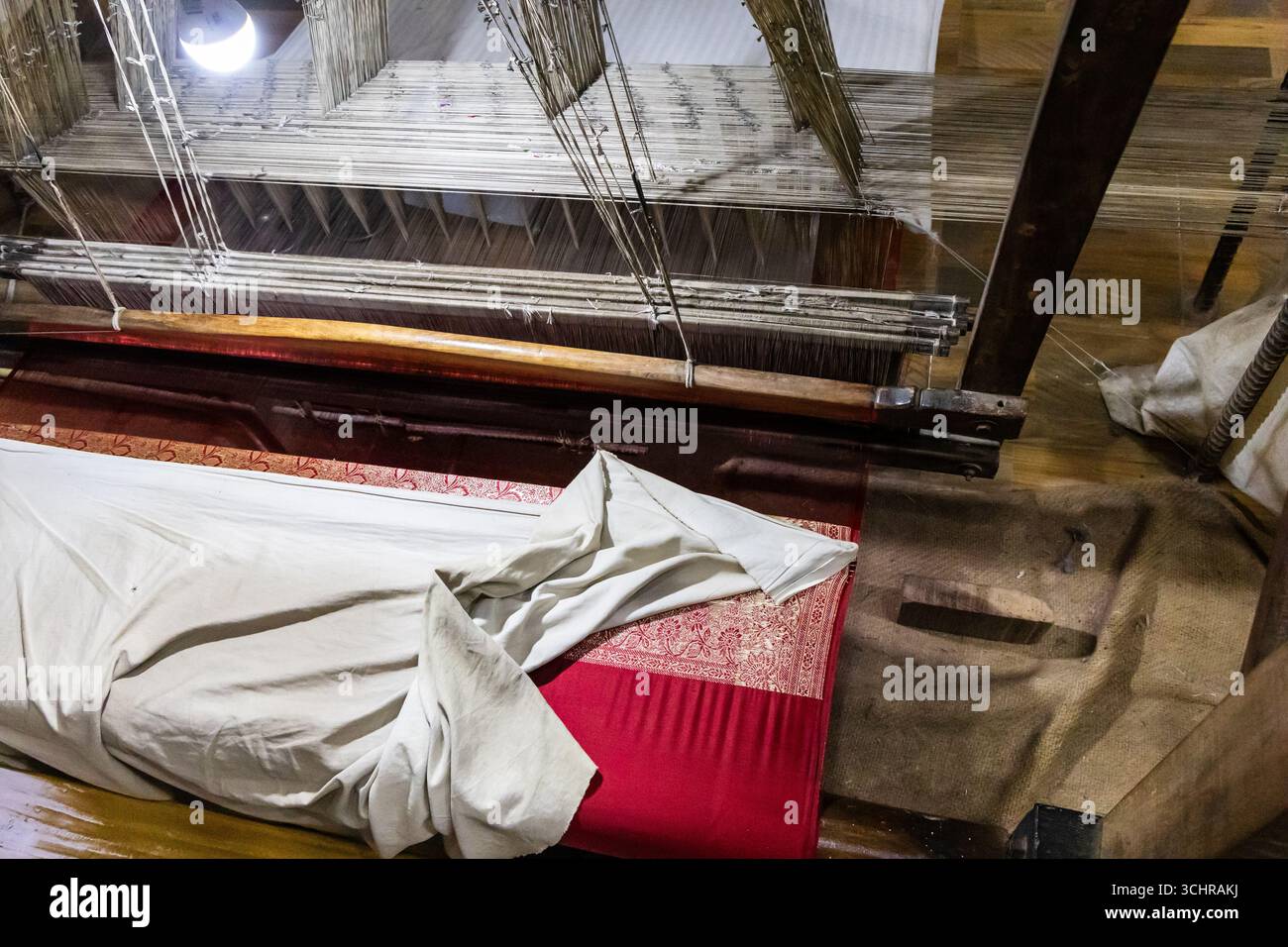 traditional silk saree waving handloom machines at indoor Stock Photo ...