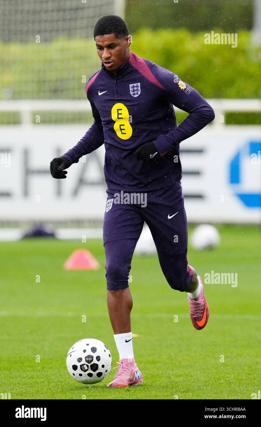 England's Marcus Rashford during a training session at St George's Park ...