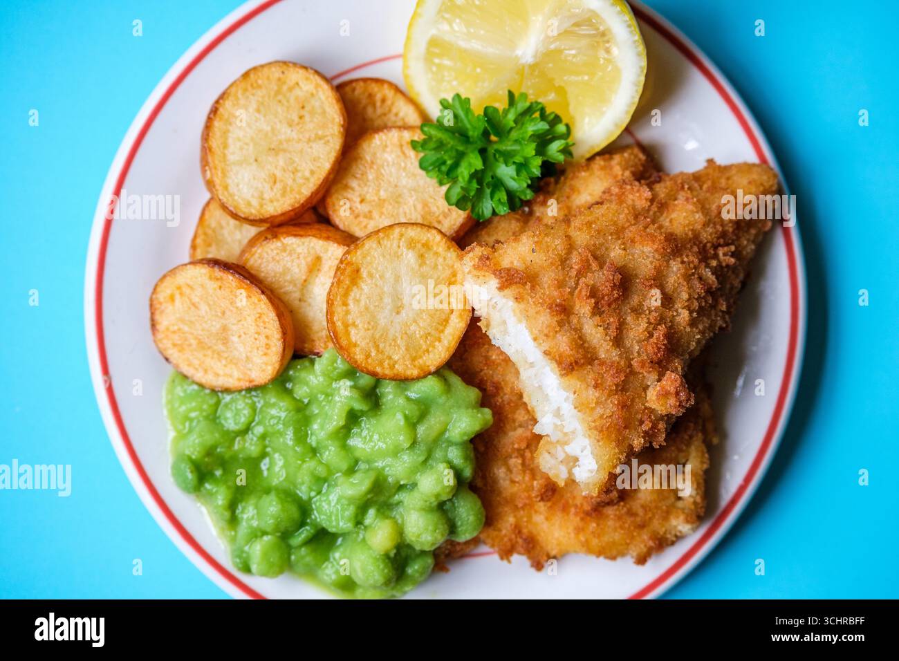 London UK, September 03 2025, Breaded Cod Fillet With Fried Saute New ...