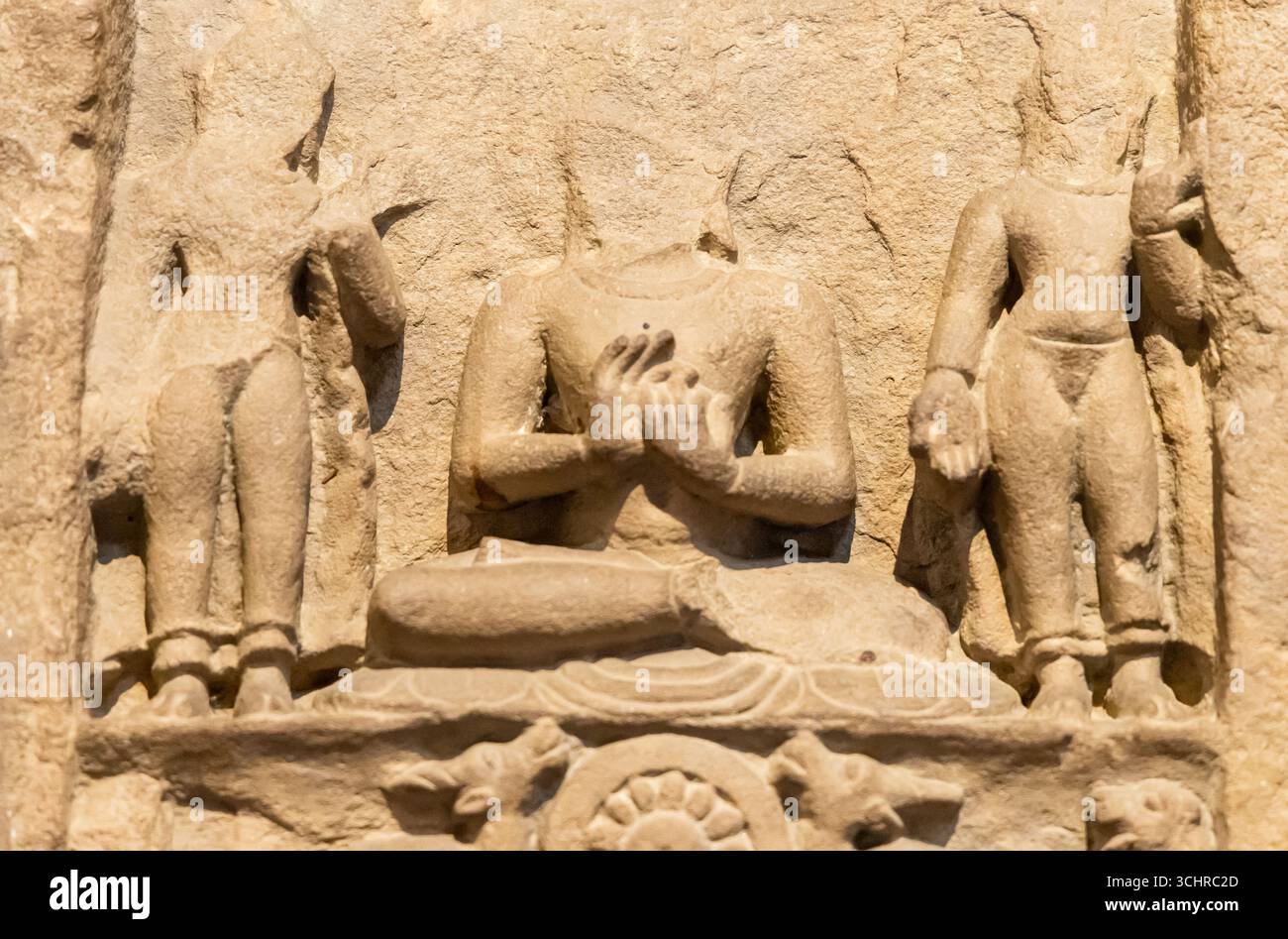 ruined stone statues structure from ancient times at indoor Stock Photo ...