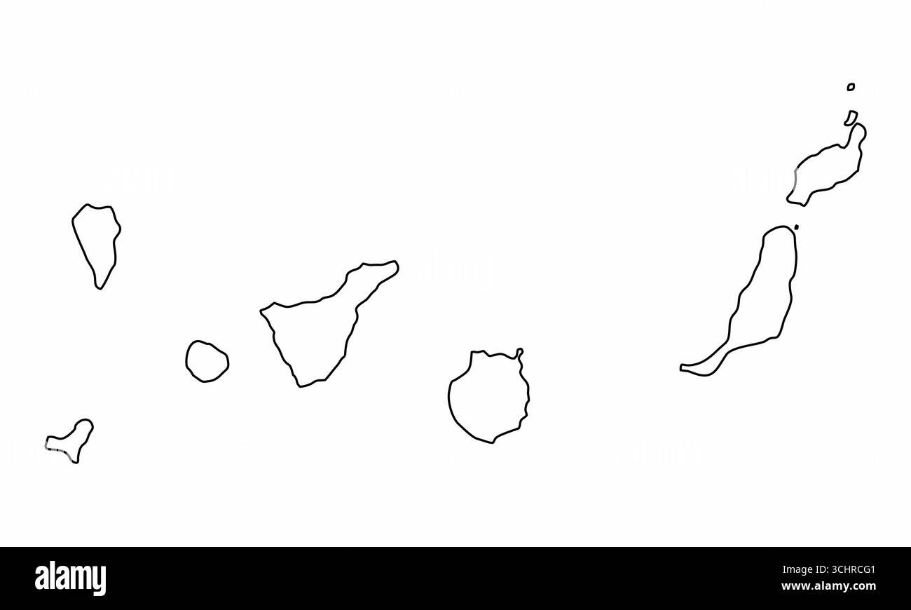 Canary Islands, outline map isolated on white background, Spain Stock ...