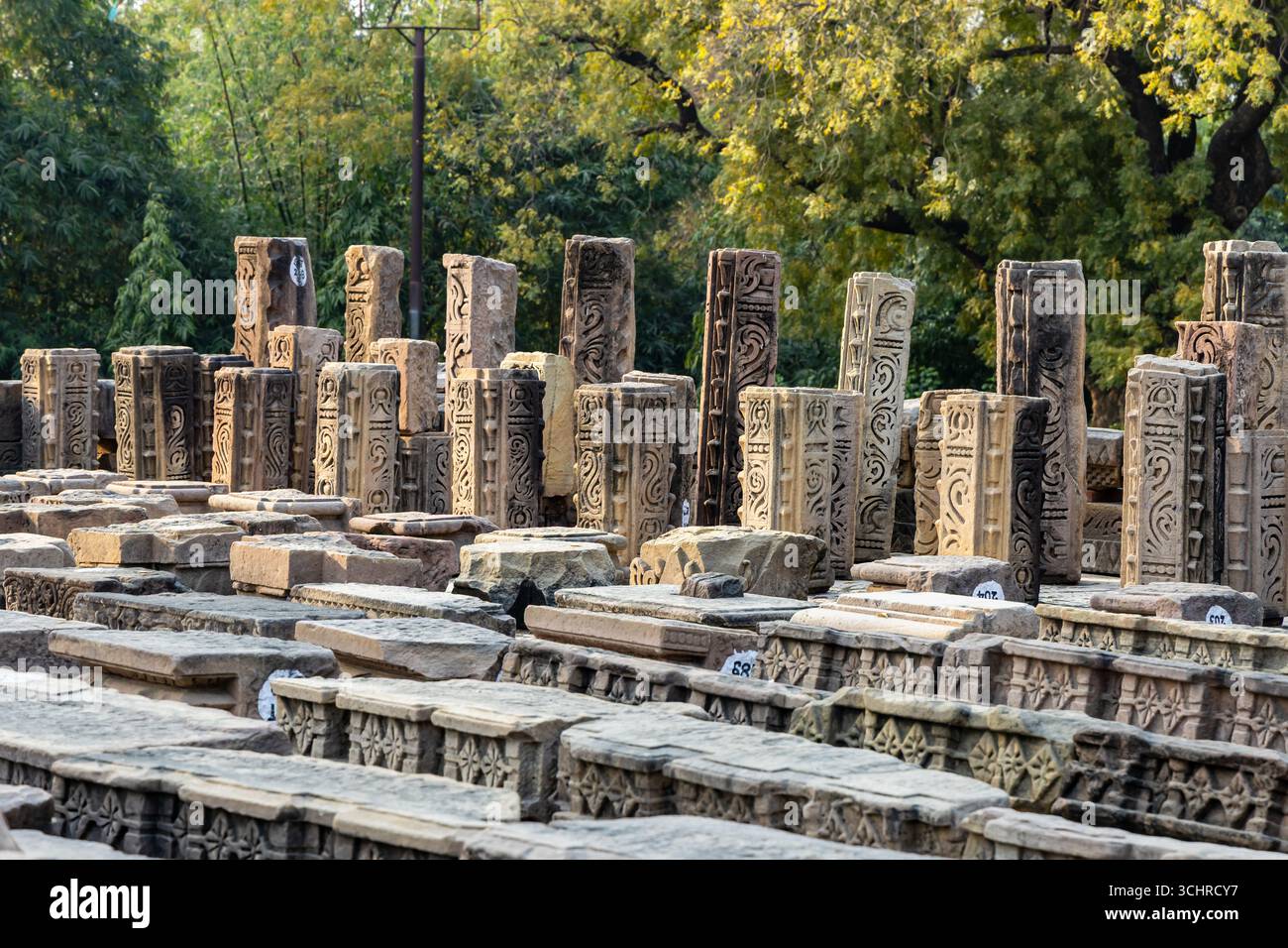 excavated archaeological remains at sarnath ancient site in day Stock ...