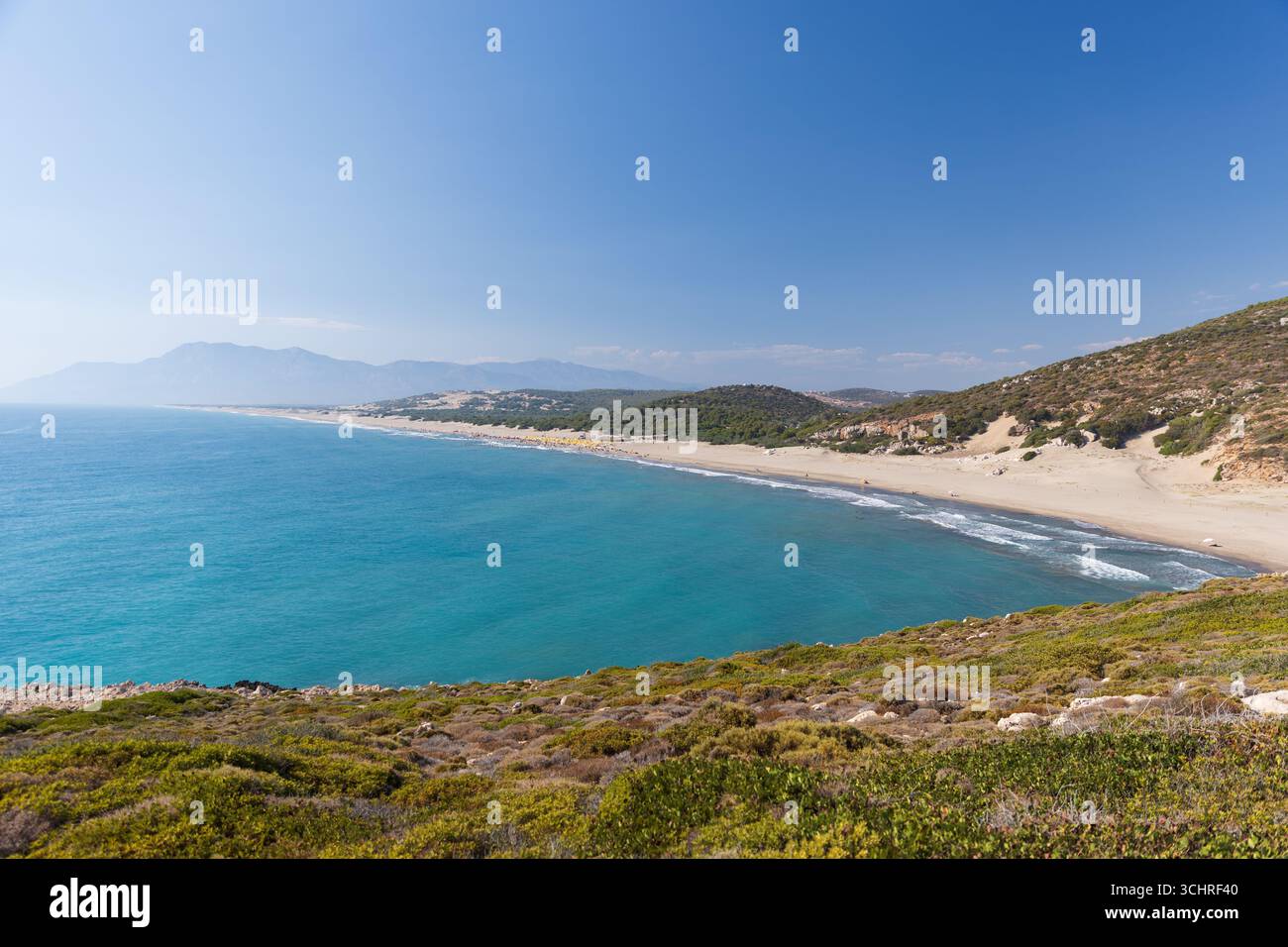 Patara beach view, aerial photo taken on a sunny summer day. This beach ...