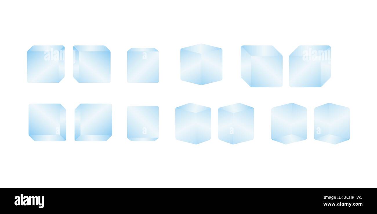 Set of Ice Cubes Vector Illustration Isolated on White Background Stock ...