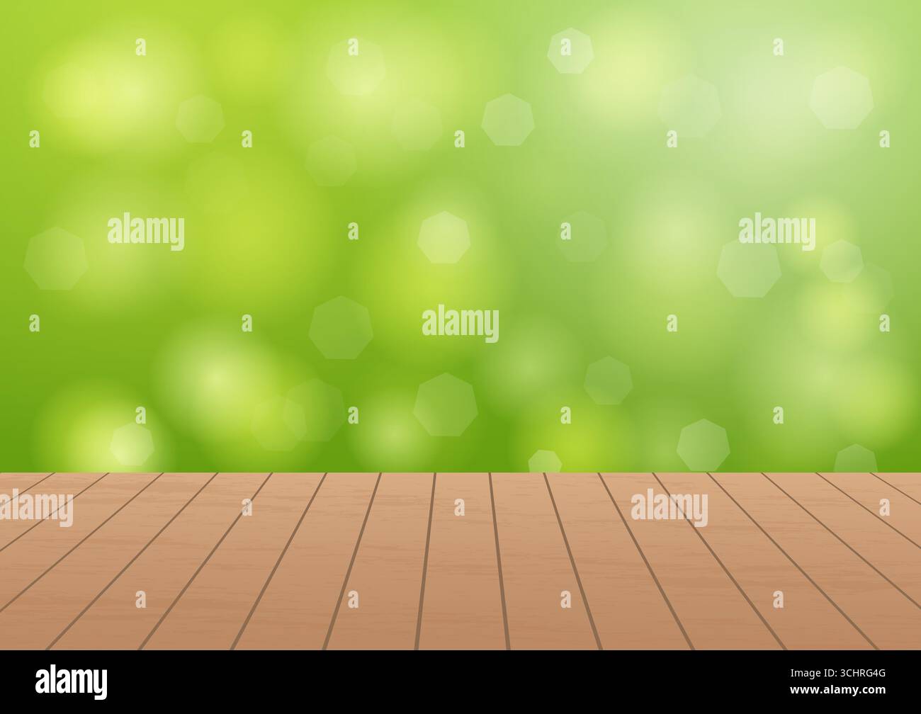 Wooden table with Abstract Green Natural background During Spring Time ...