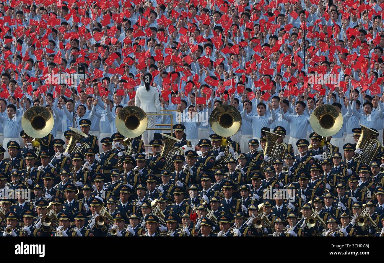 Beijing, China. 03rd Sep, 2025. Chinese soldiers march during a ...