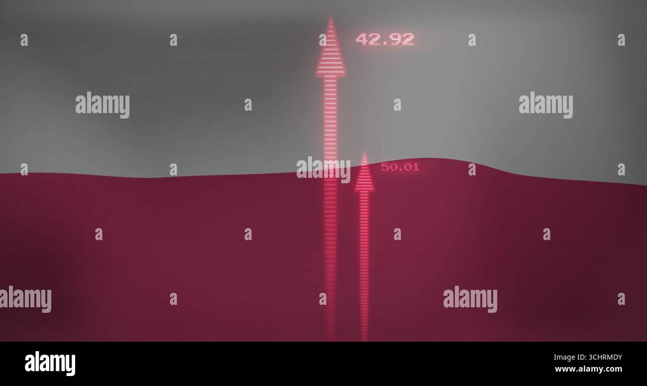 Segmented and slender arrows rising from wavy red baseline in ...