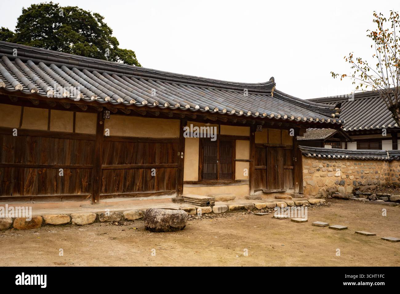 Ethnical hanok village with traditional house details outside the house ...