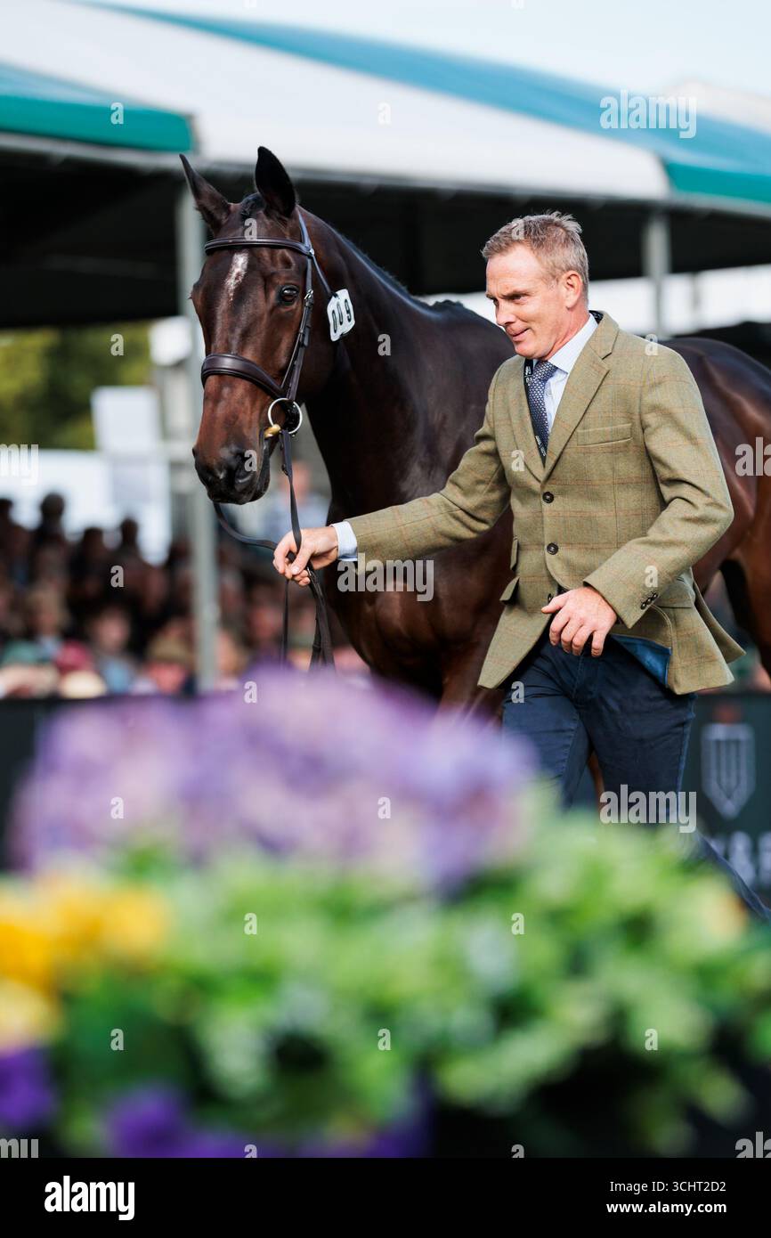 Padraig Mccarthy of Ireland with Mgh Mr Messack during the first horse inspection at the ...