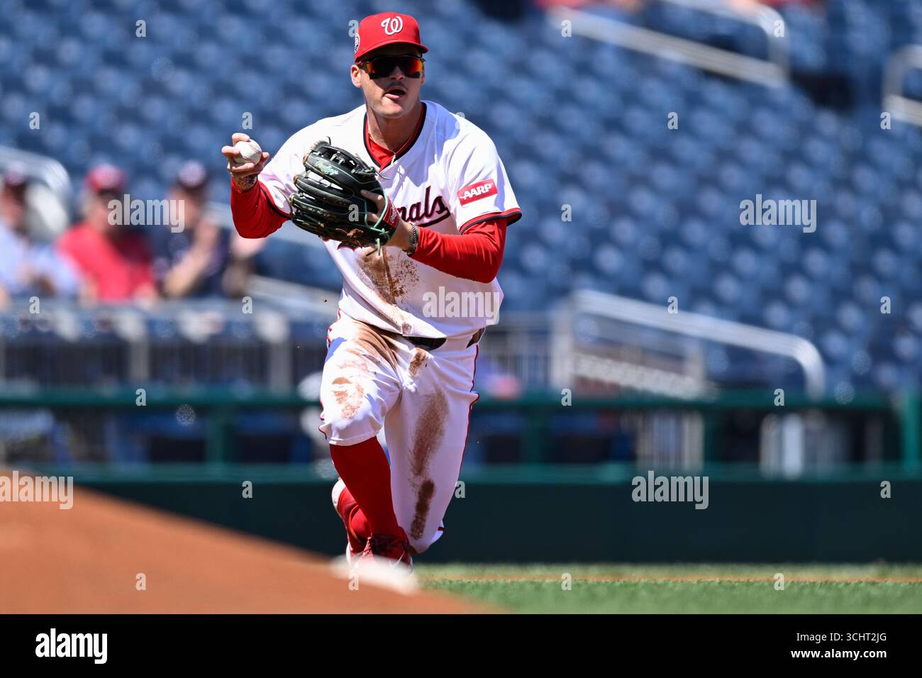 Washington Nationals third baseman Brady House sets up throw out Miami ...