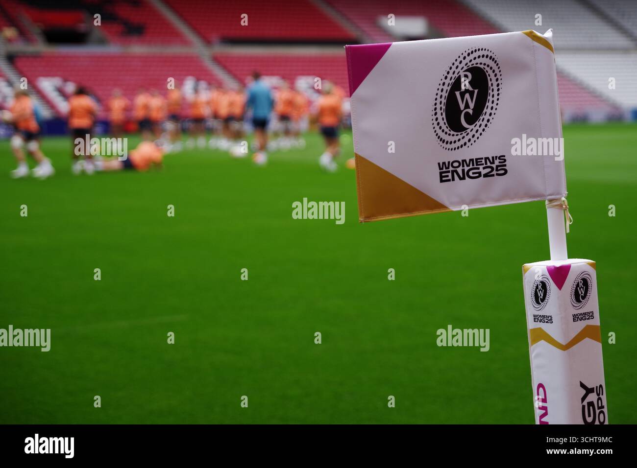 Sunderland, England, 21 August 2025. Women's Rugby World Cup flag on ...