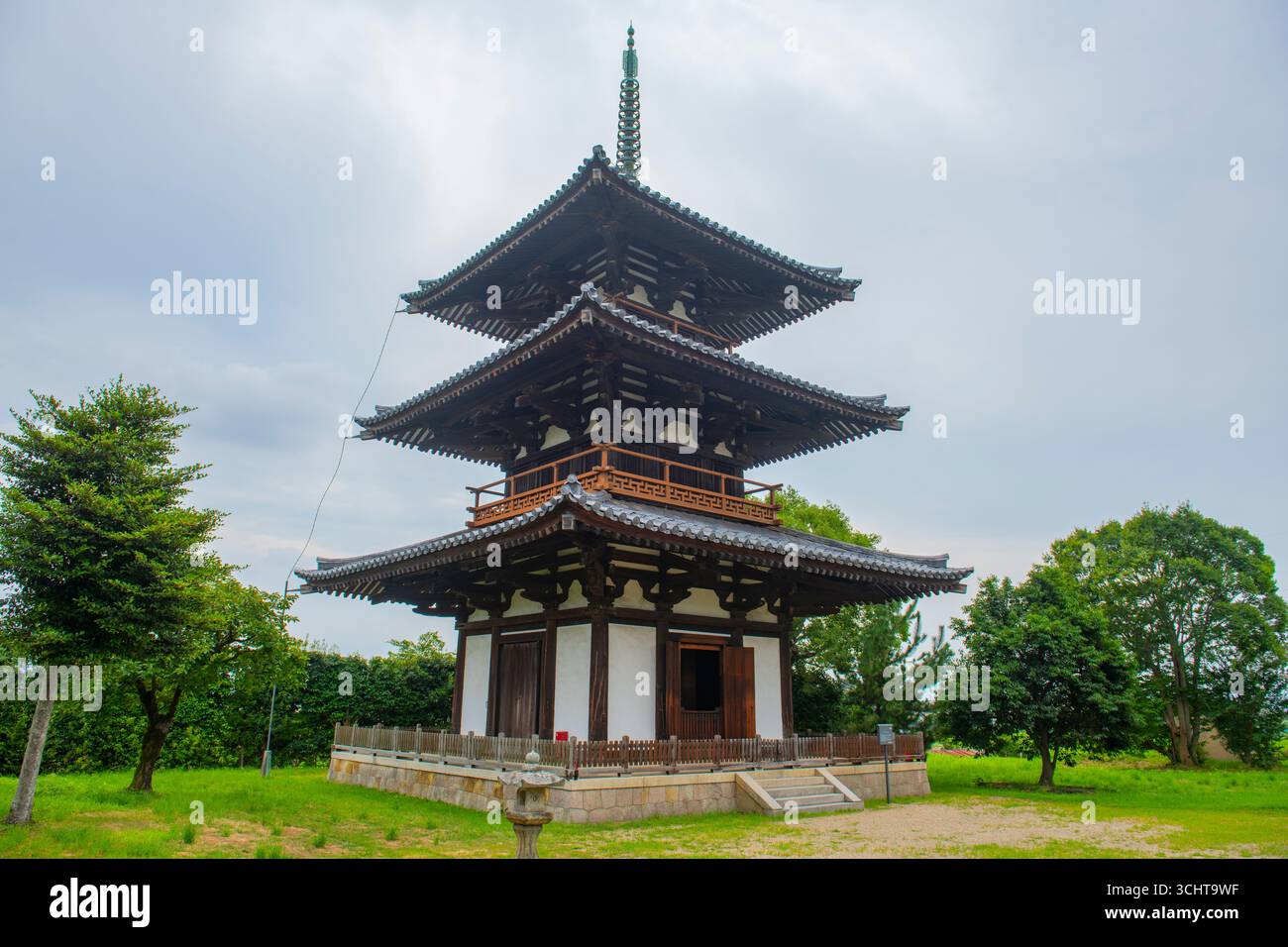 Pagoda in Hoki Ji Temple. This temple is a Buddhist temple in Ikaruga ...