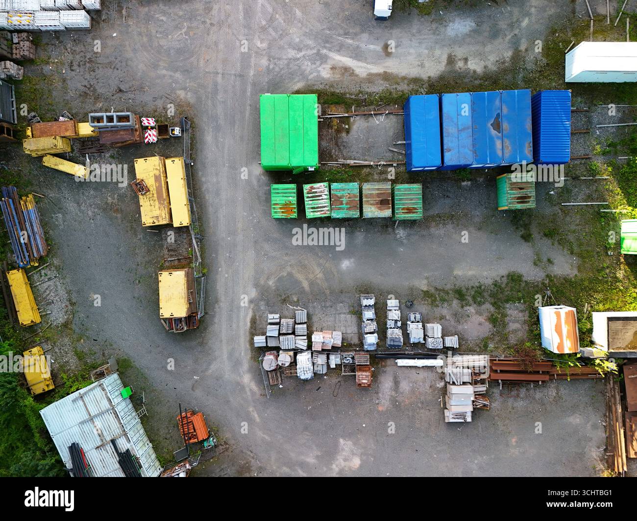 Industrial Storage Yard from Above – Aerial View of Containers ...