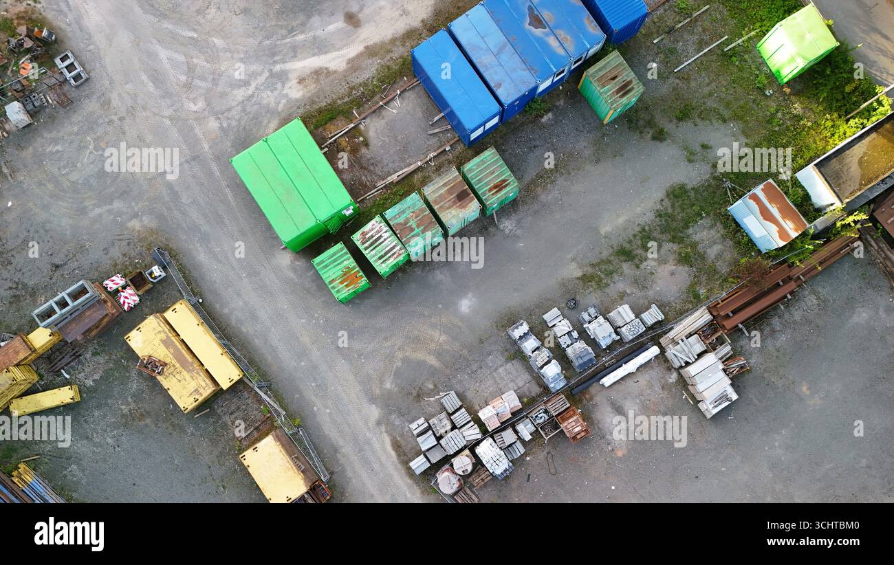 Industrial Storage Yard from Above – Aerial View of Containers ...