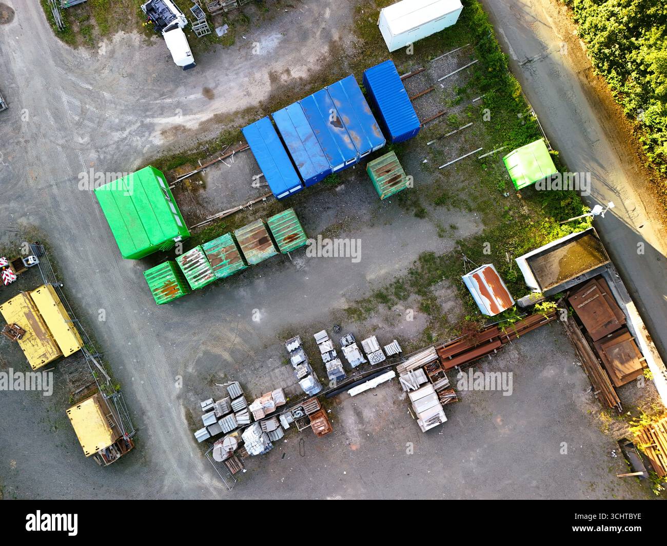 Industrial Storage Yard from Above – Aerial View of Containers ...