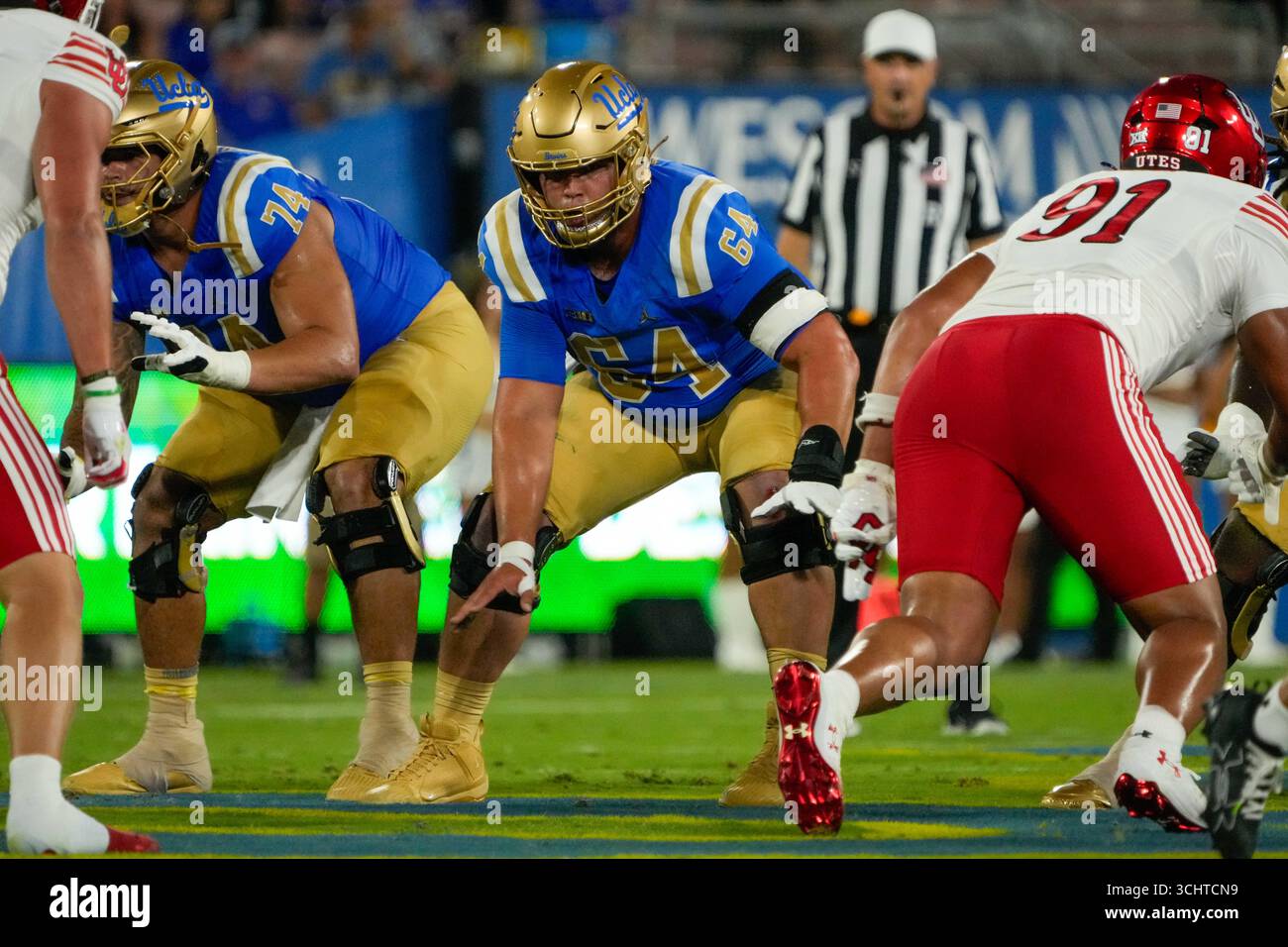 UCLA Bruins offensive lineman Sam Yoon (64) during an NCAA football ...