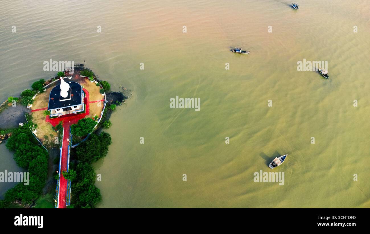 Aerial view of a temple in the sea in Trinidad and Tobago Stock Photo ...