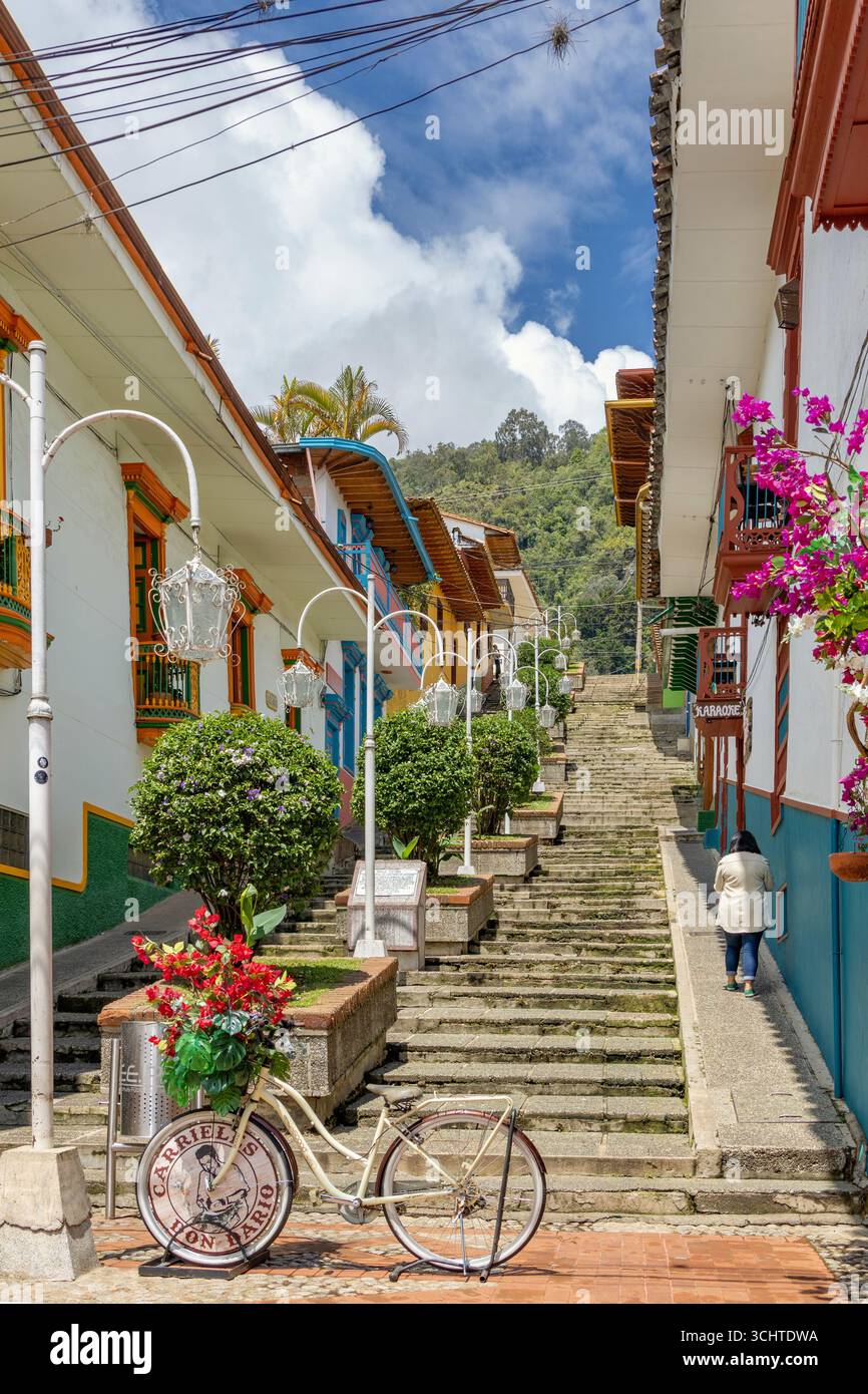 street of one hundred stairs in Jericó, Antioquia, Colombia Stock Photo ...