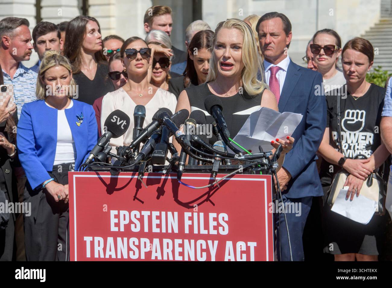 Anouska De Georgiou speaks during a news conference regarding the ...