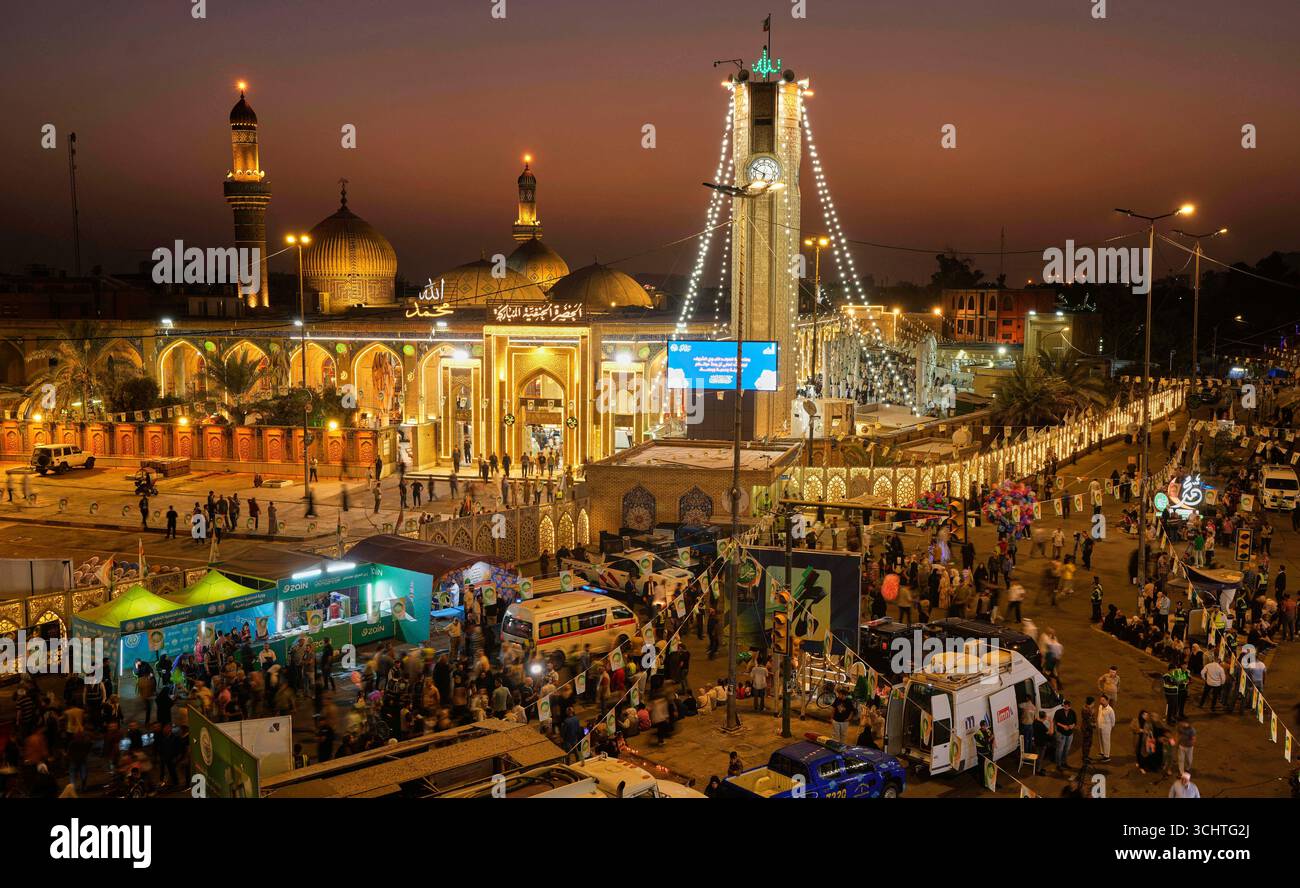 Abu Hanifa Mosque is decorated with lights for Mawlid al-Nabi holiday ...