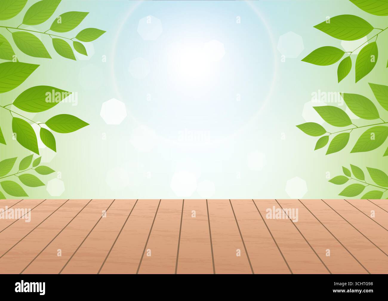 Wooden Table for Summer Spring Background. Natural background During ...