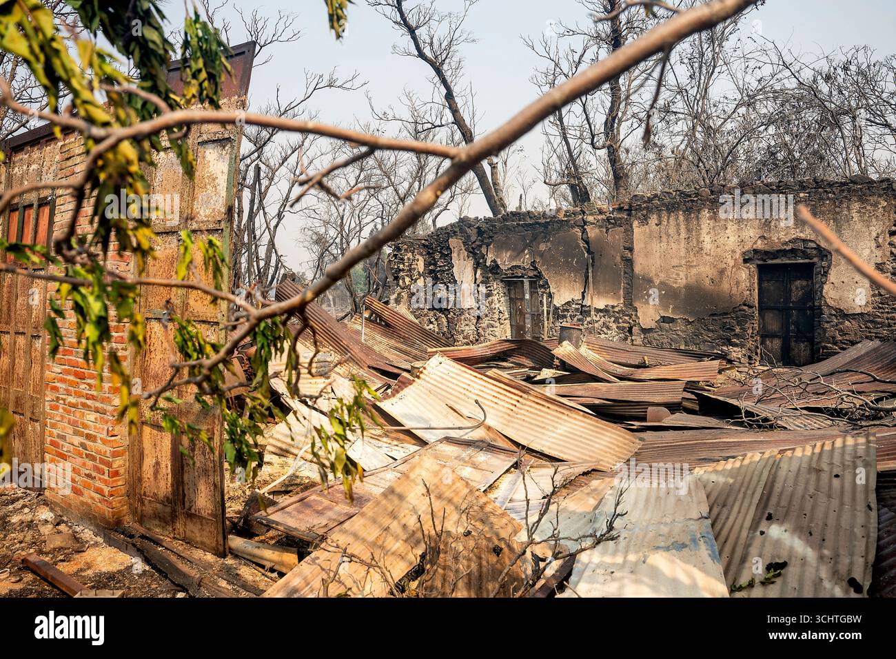 Walls stand at a building destroyed by the TCU September Lightning ...